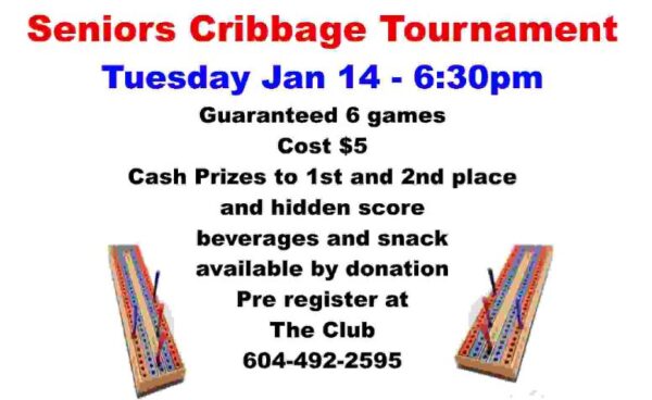 Cribbage Tournament - Jan 14 - The Club