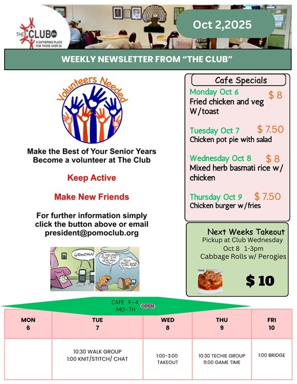 Oct 4 Newsletter - The Club